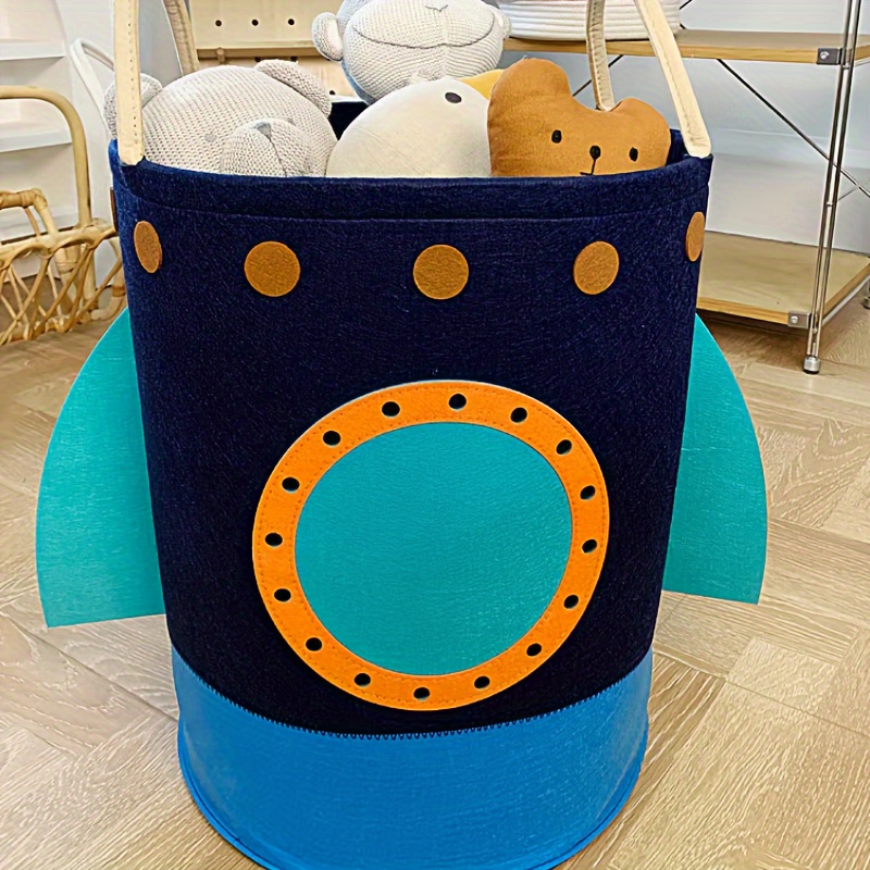 Pet Toy Basket Washable Rocket Design Dog Toy Storage Box - Temu Australia