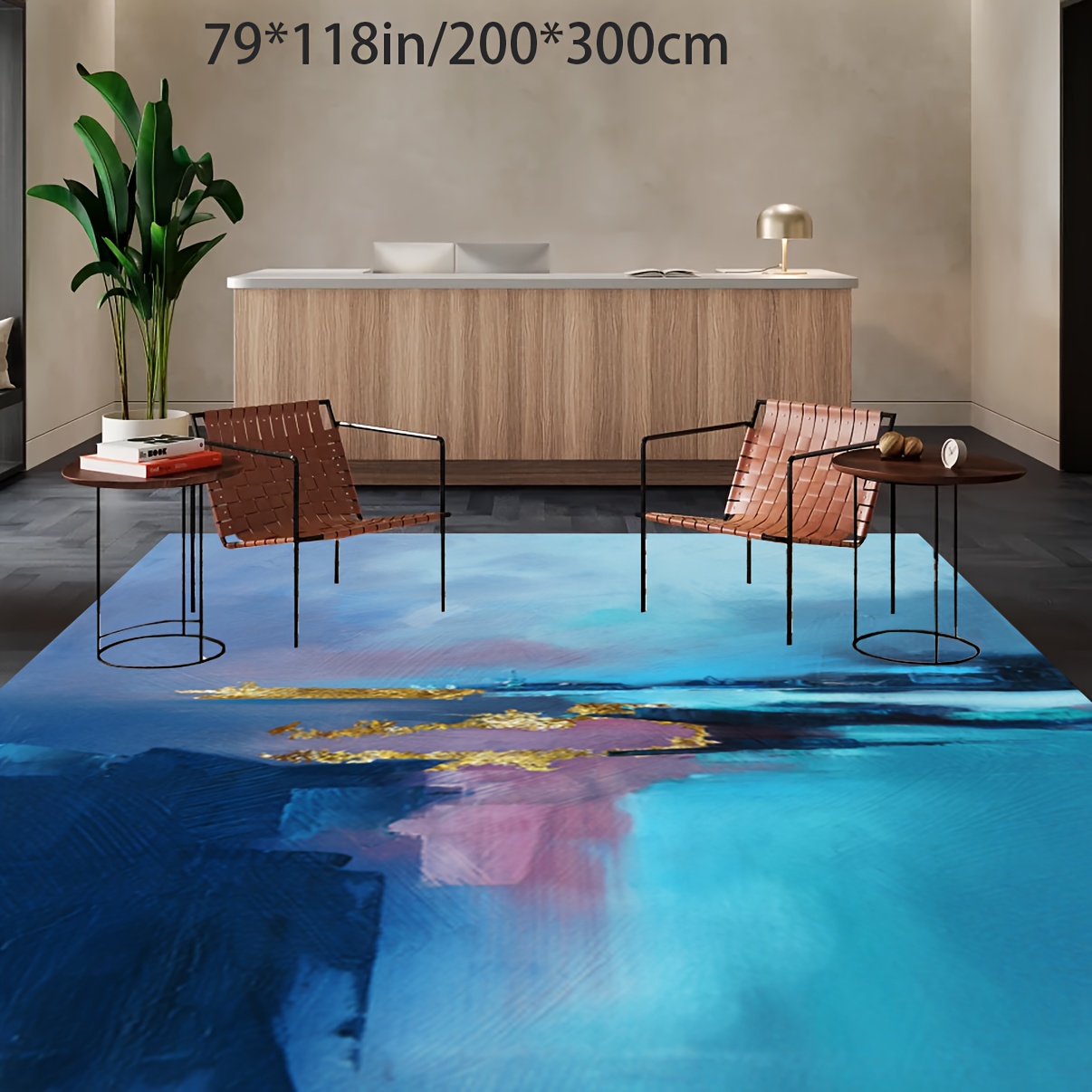 Blue Golden Creative Pattern Carpet Area Rug Hotel Living - Temu New ...
