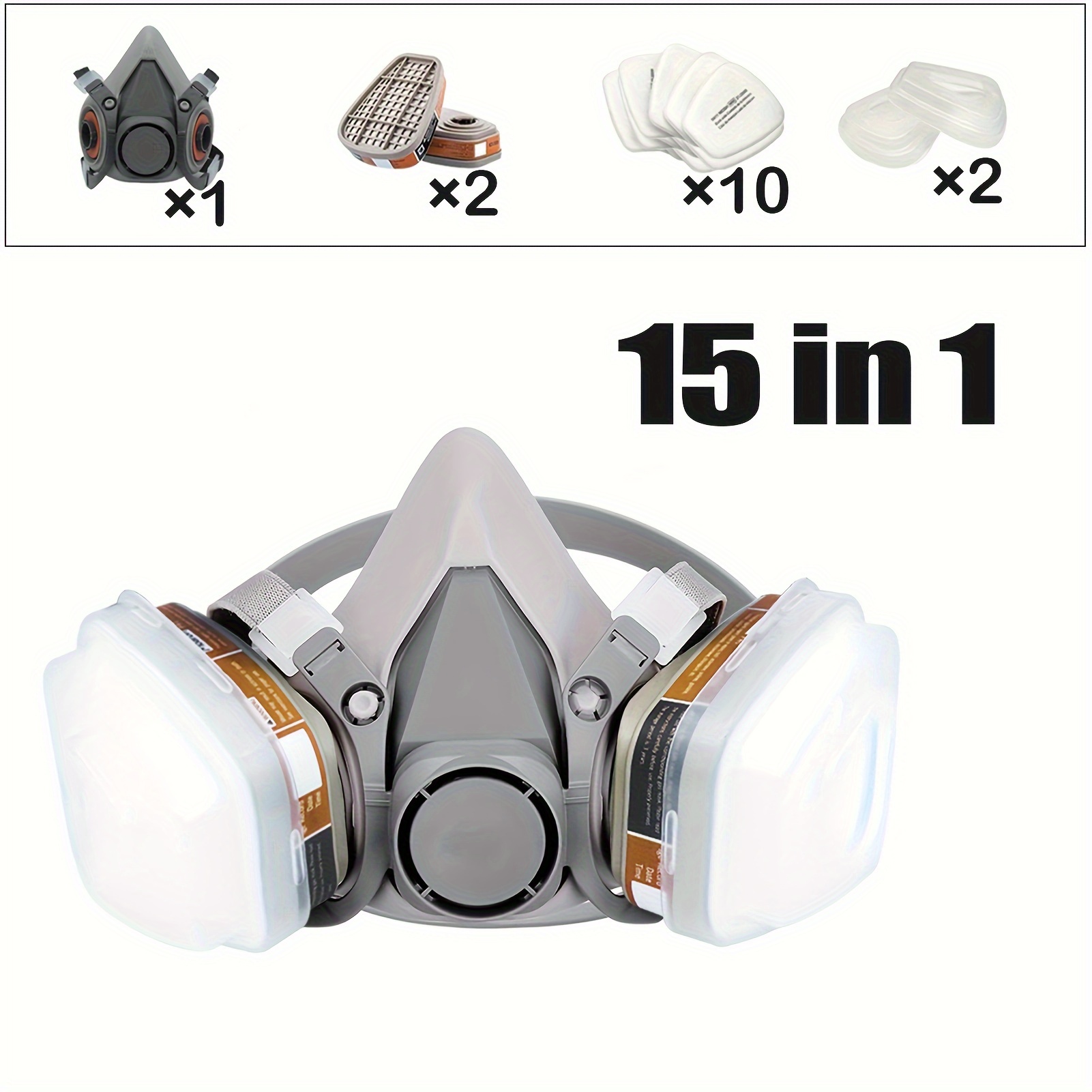 15 In1 Reusable Half Face Cover Set Half Face Respirator - Temu