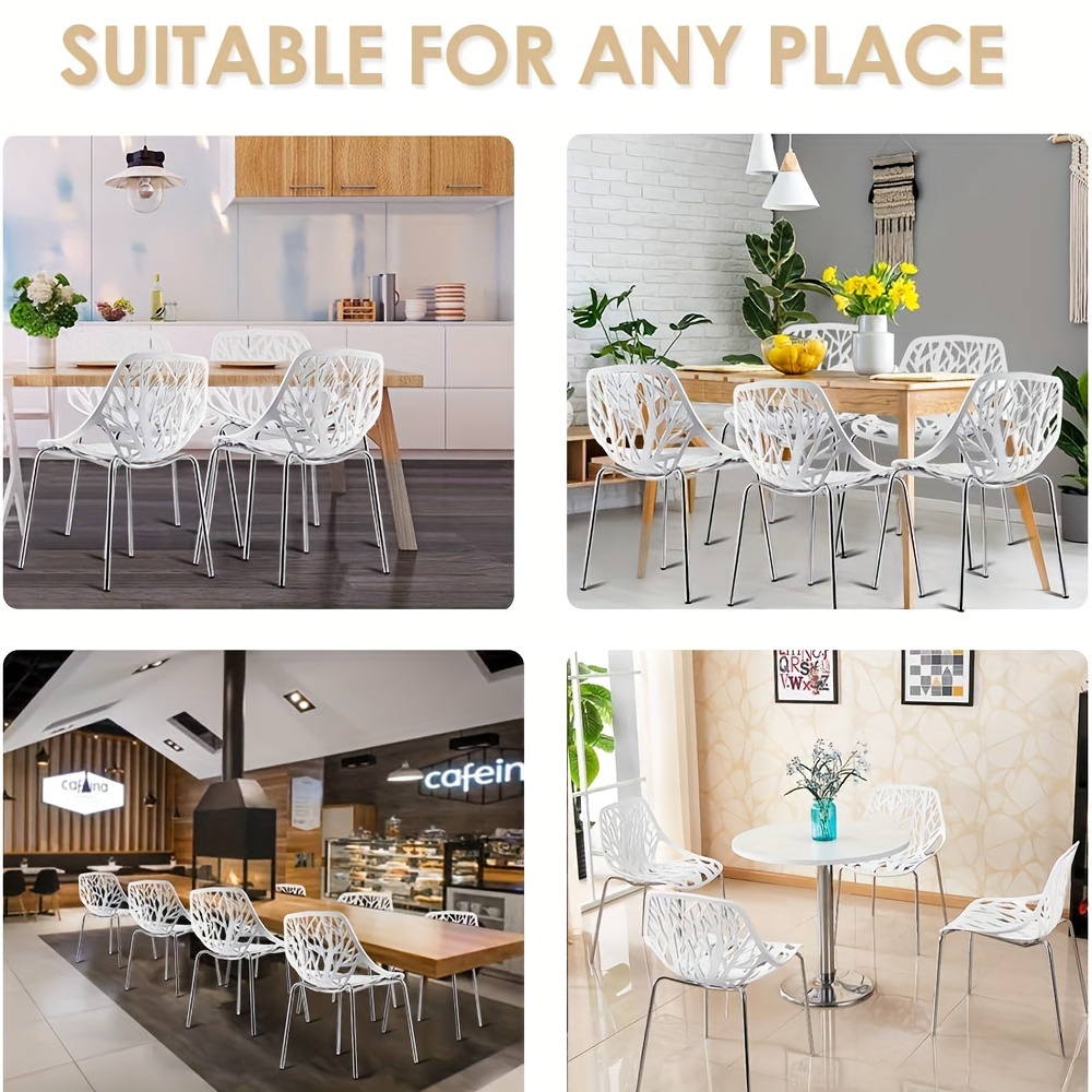 Modern Dining Chairs W/plastic Feet Pads Stackable Chair - Temu