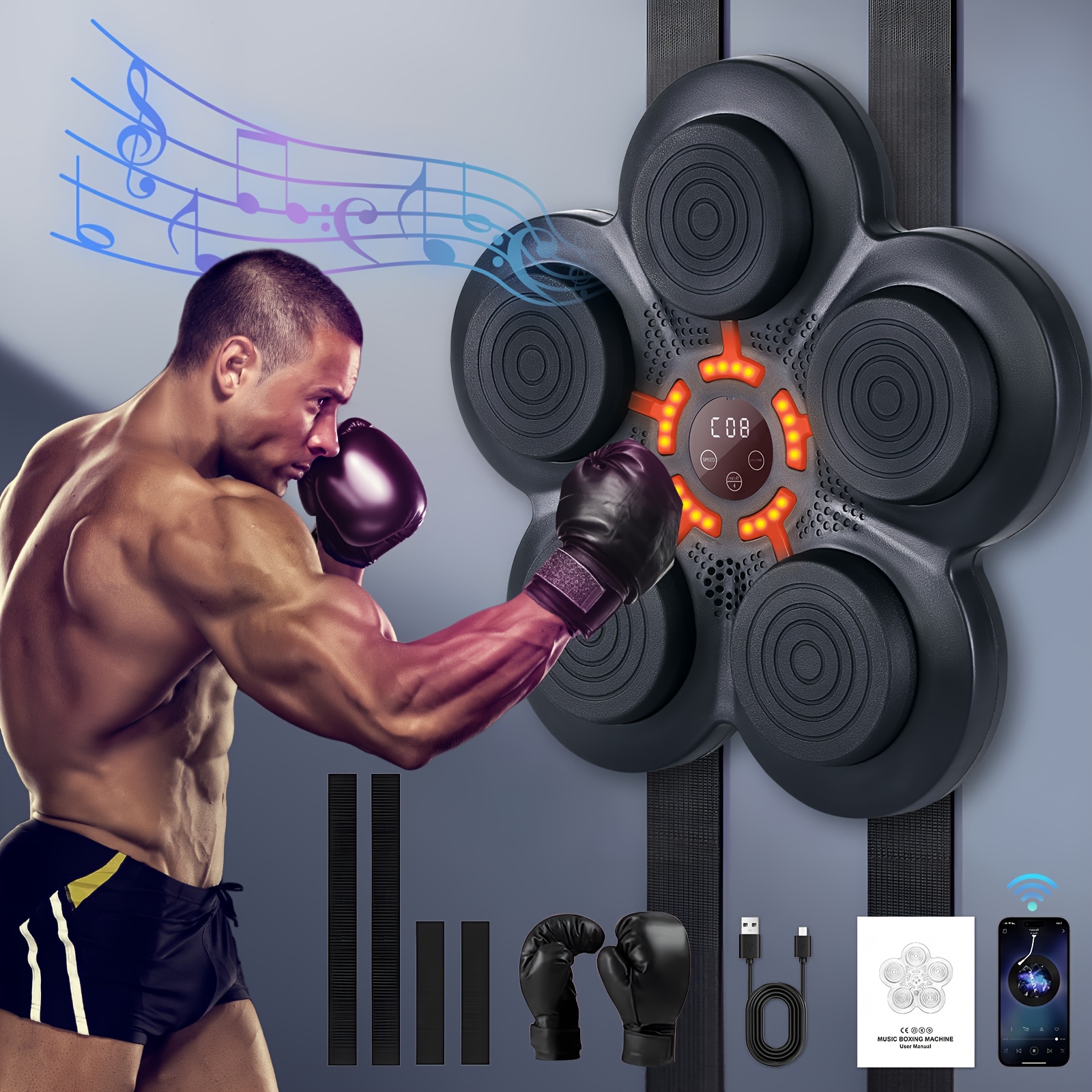 Boxing Gloves Boxing Machine Music ,DFITO Smart Bluetooth Wall Mounted ...