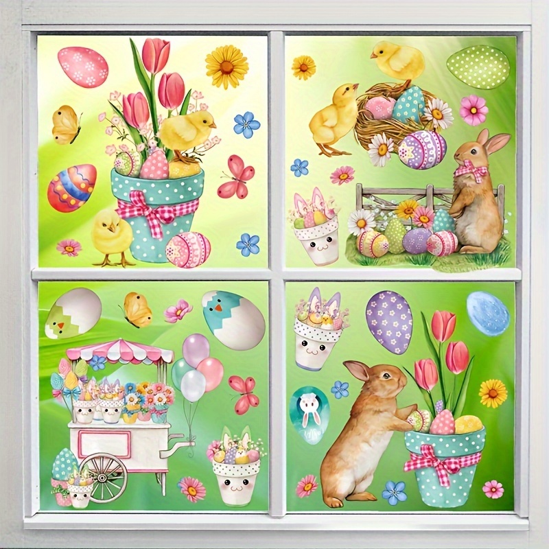 Creative Wall Sticker Bunny Eggs Print Easter Decor - Temu Australia