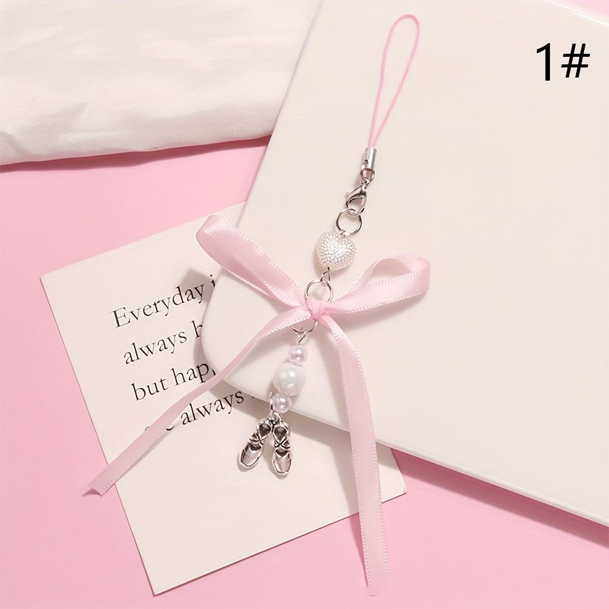Pink Pompom Bowknot Phone Lanyard Strap Cord Cute Keychain - Temu United