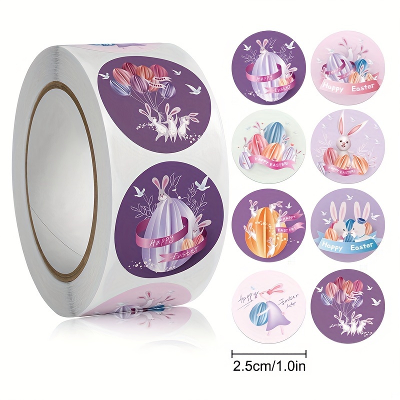 Colorful Cute Rabbit Easter Eggs Stickers Round Dly - Temu Canada