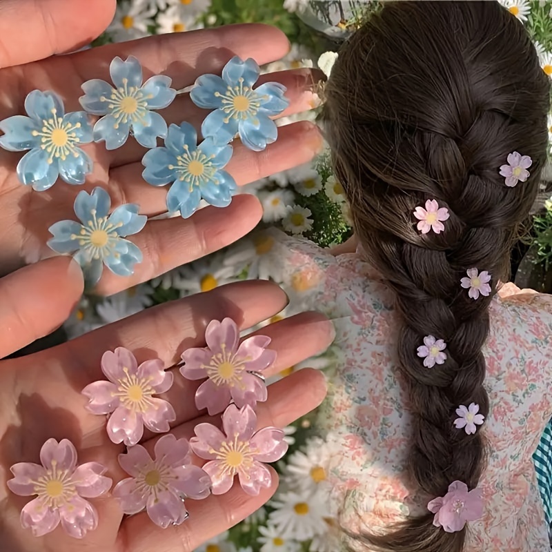 Macaron Color Flower Shaped Hair Clips Elegant Plastic Hair - Temu Canada