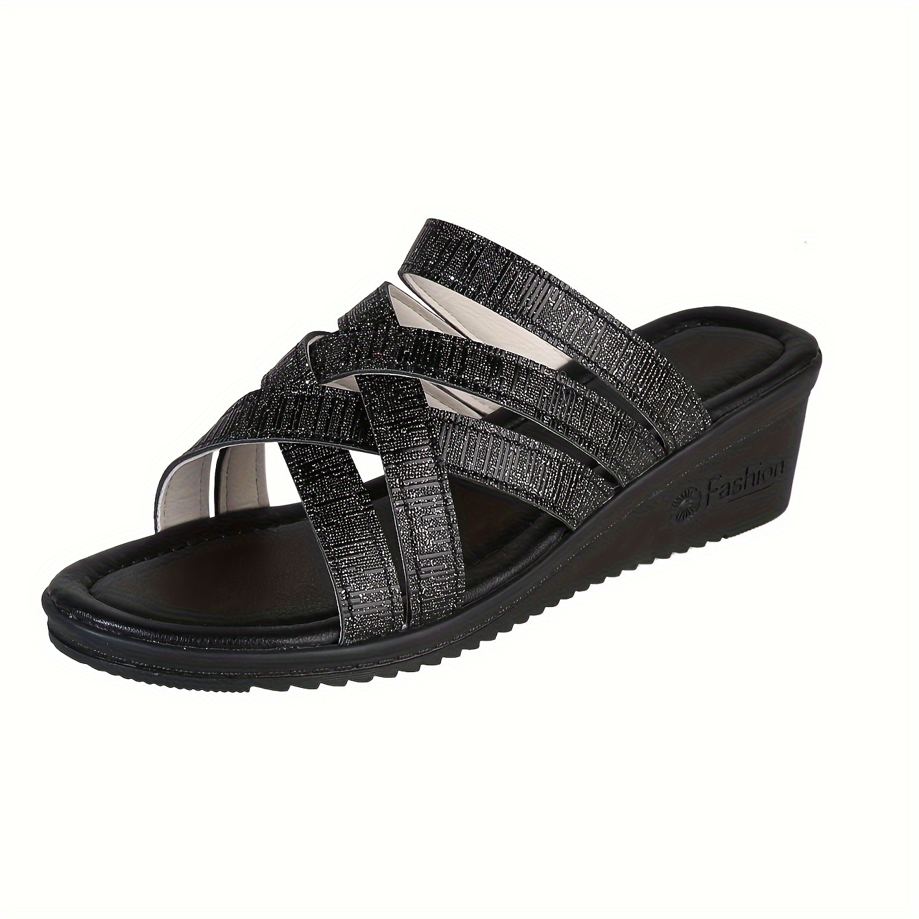 Womens Solid Color Glitter Sandals Slip Platform Crisscross - Temu ...