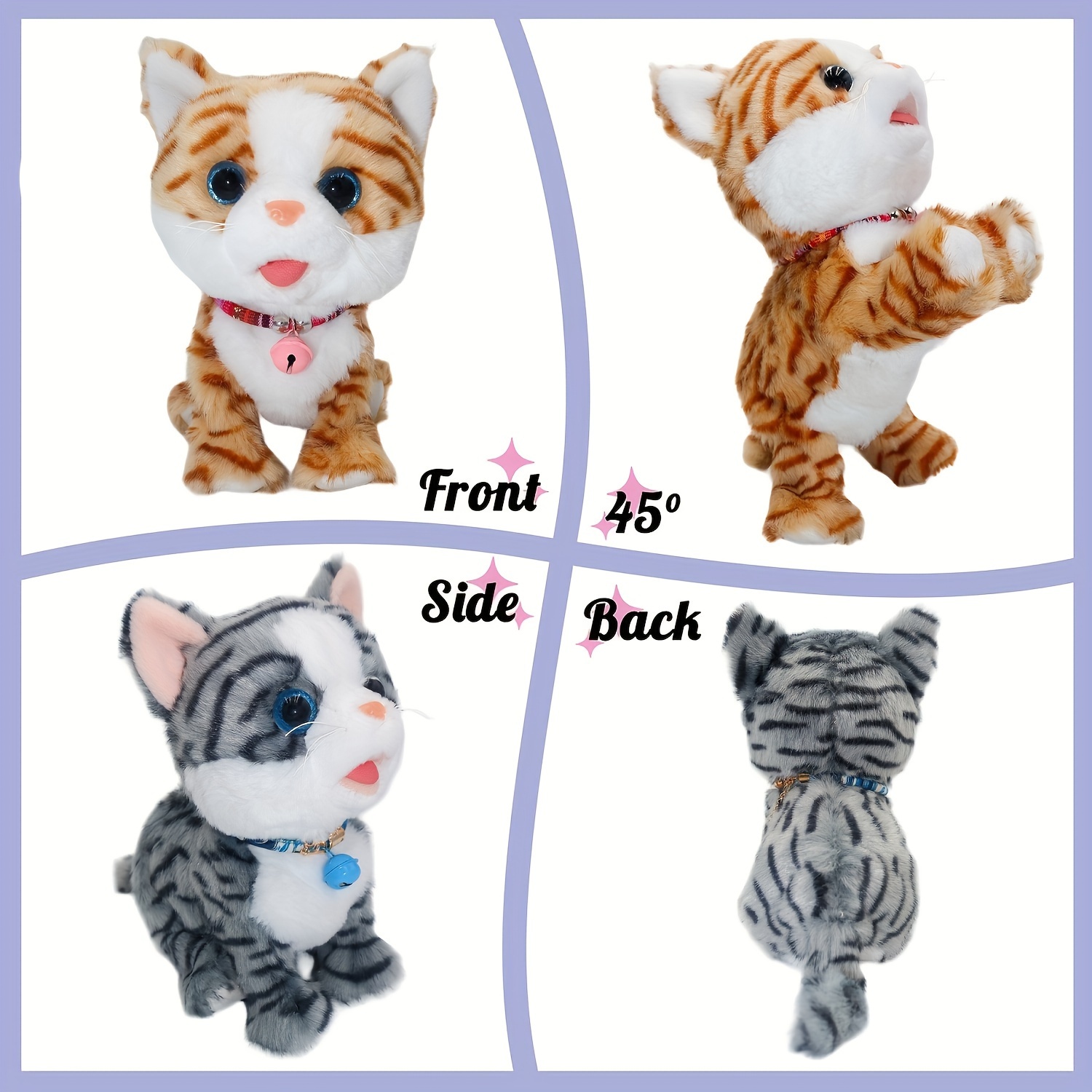 1pc Plush Cat Stuffed Animal Interactive Cat Robot Toy, Led Robotic Cat ...