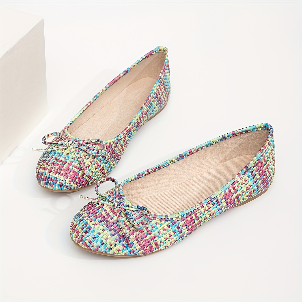 Women's Colorful Ballet Flats Bowknot Soft Sole Slip Shoes - Temu ...