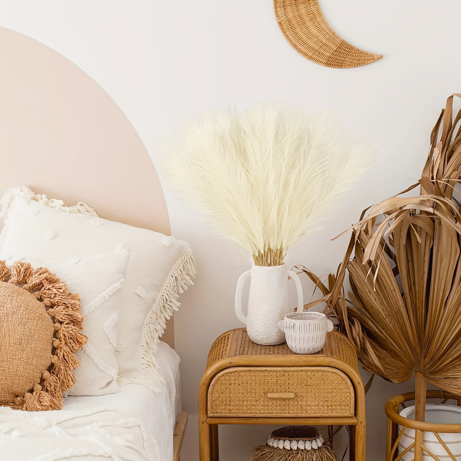 chic milky white pampas grass 21 artificial branches for home wedding ...