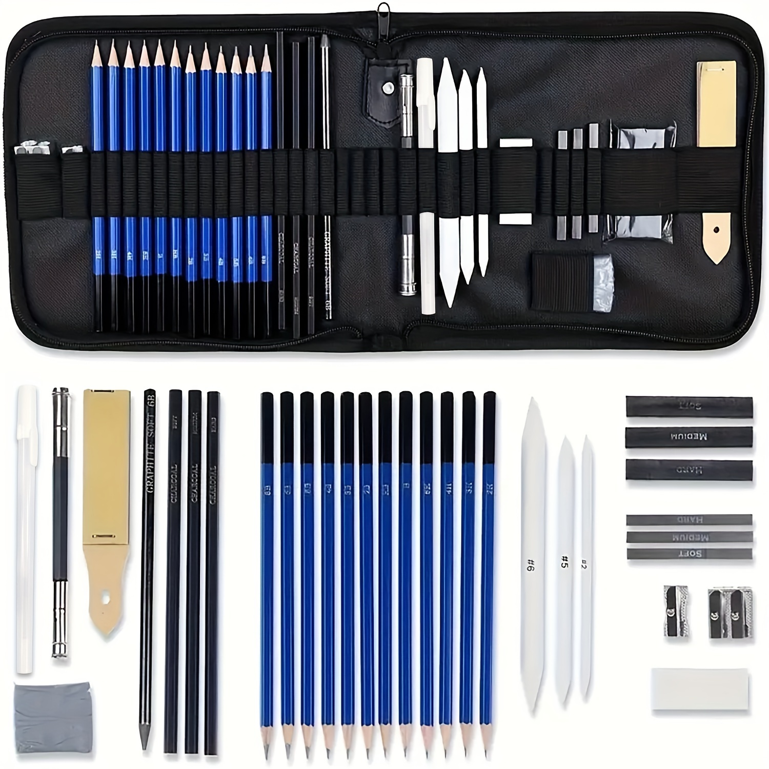 33 pieces pro drawing kit sketching pencils set portable - Temu Kuwait