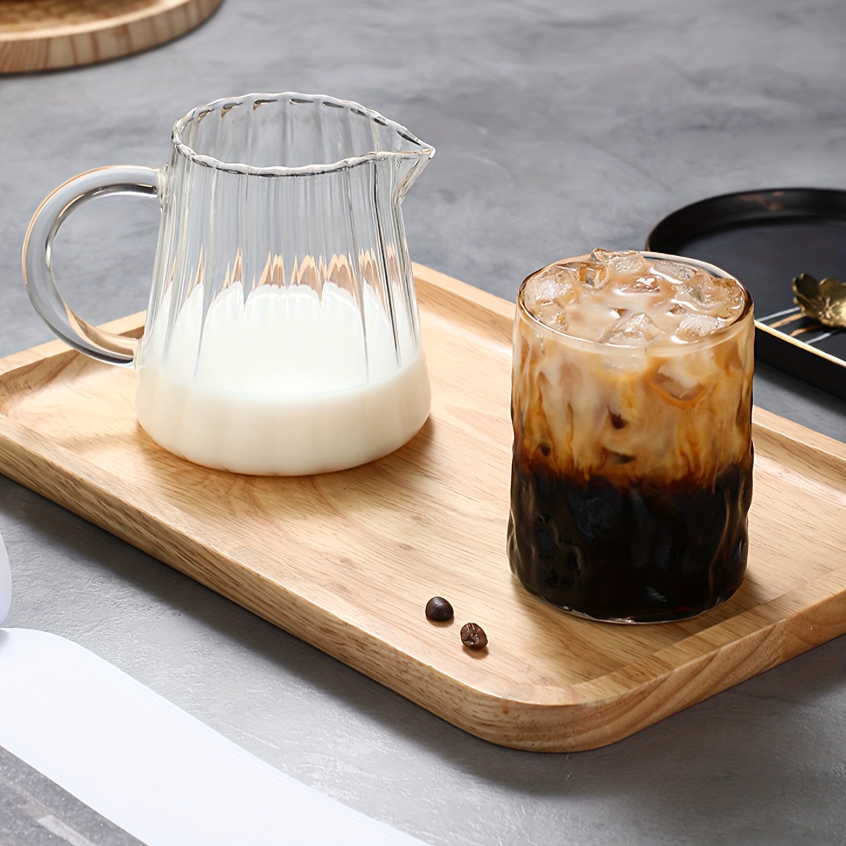 Striped Glass Milk Jug Spout Espresso High Temperature - Temu
