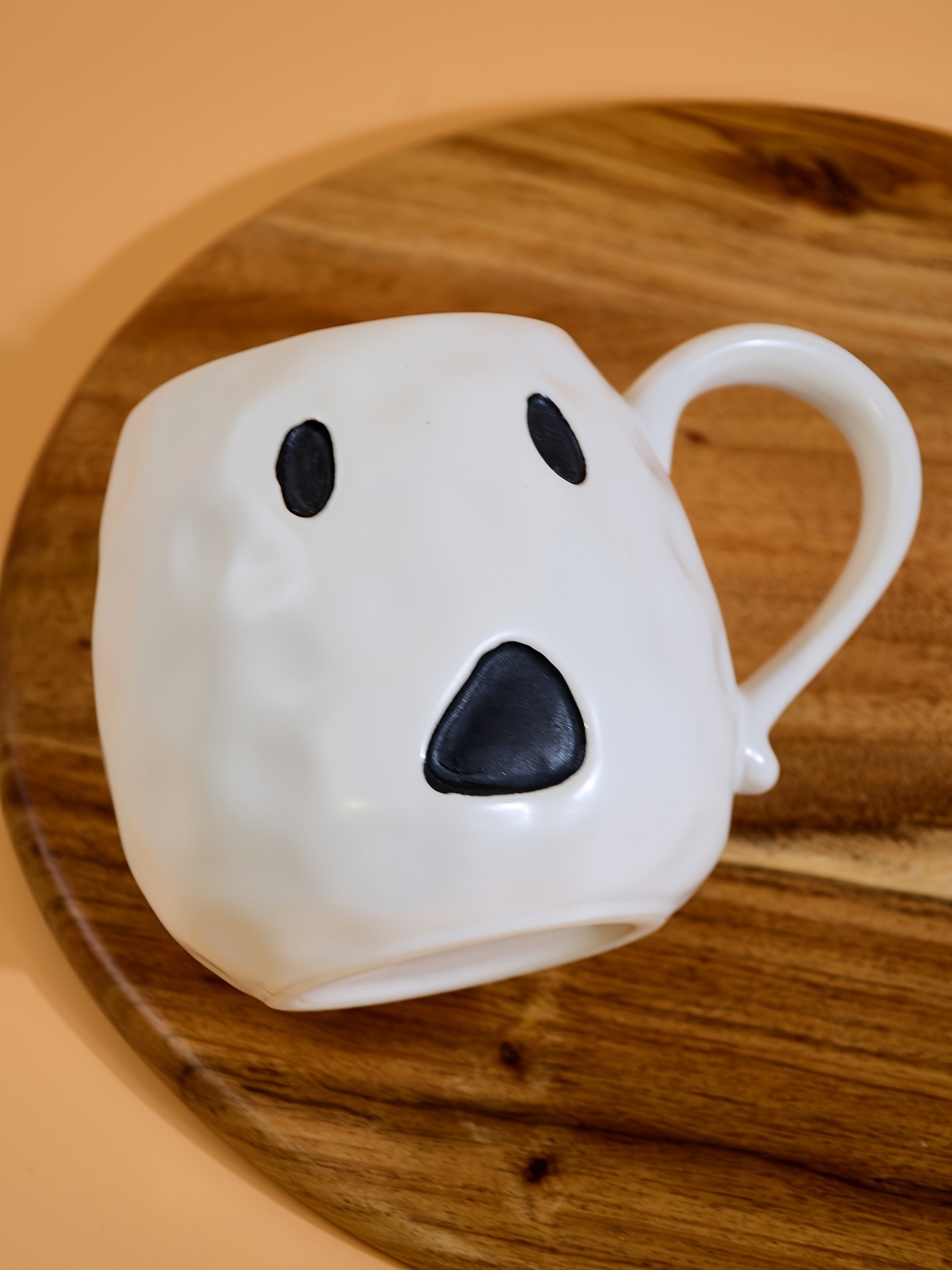 ספל קפה קרמי עם פני רוח להלווין בנפח 600 מ"ל ניתן לשימוש - Temu