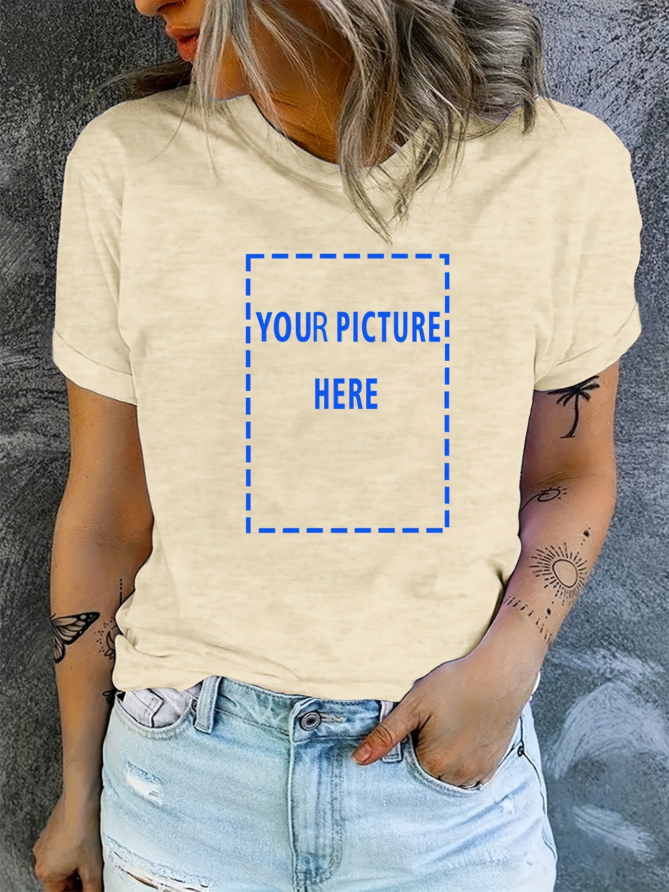 Customized Picture Print T shirt Casual Short Sleeve Crew - Temu New ...