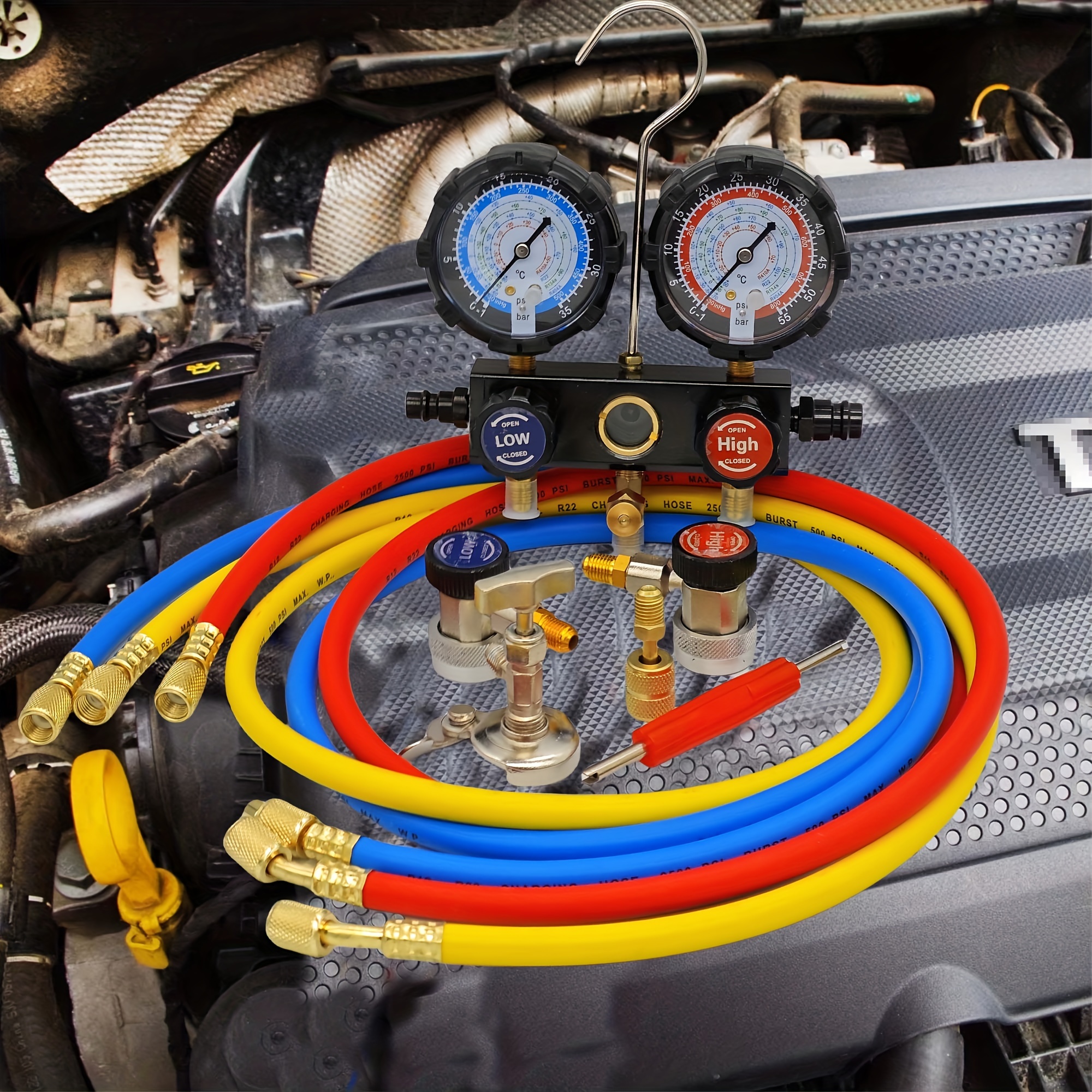Air Conditioning With Hose AC Diagnostic Manifold Gauge Refrigeration ...