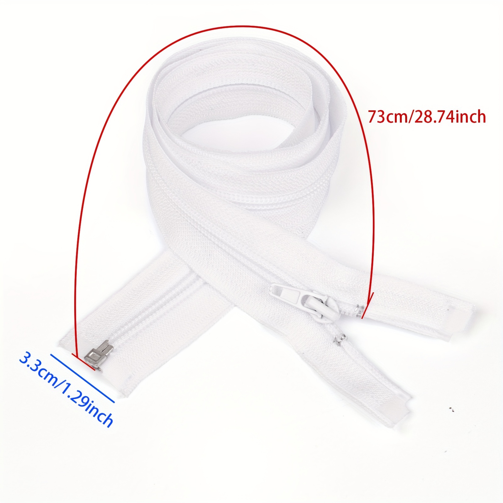 5pcs, 28.74-inch #7 Bleached White Nylon Open-end Zippers, Lighter Than ...
