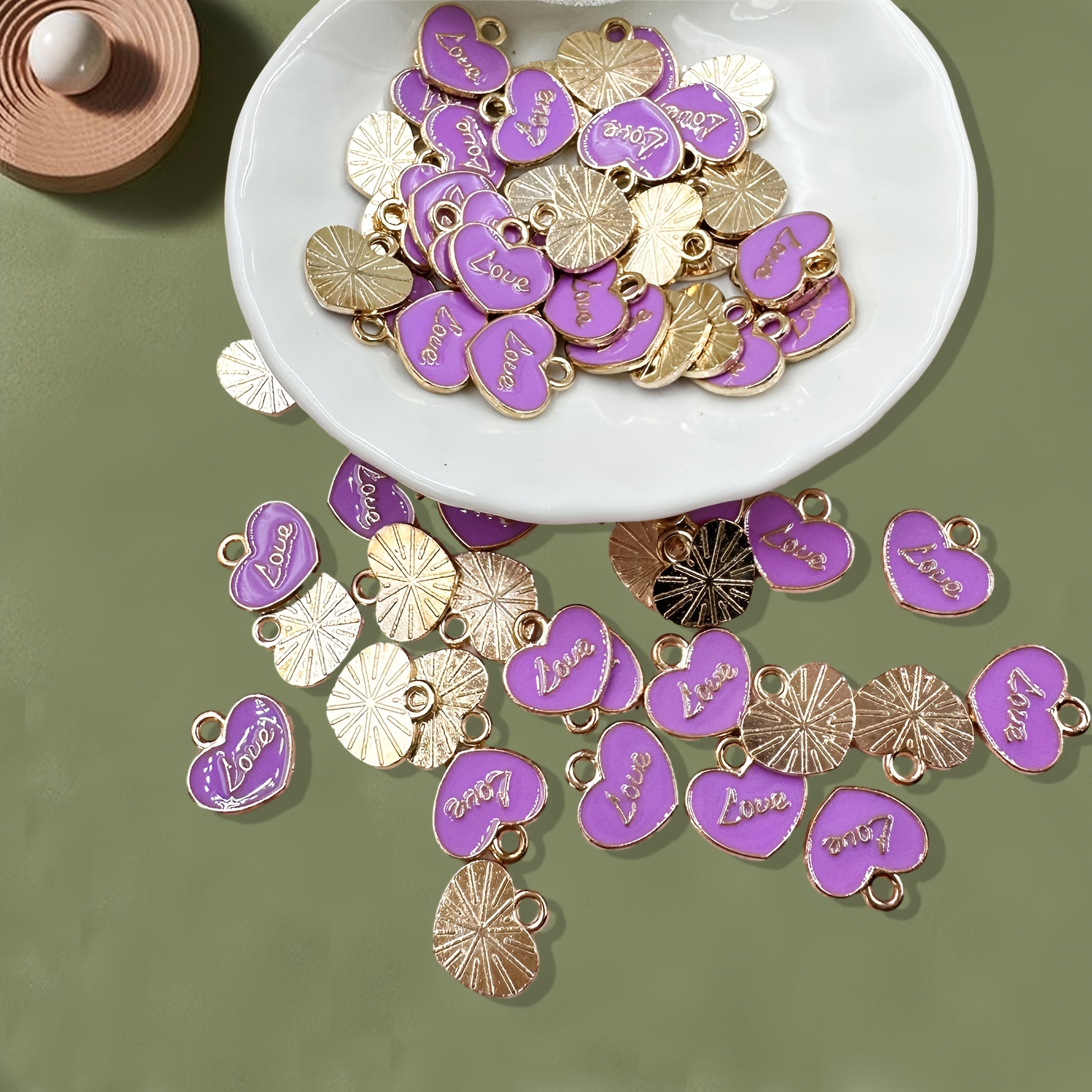 Alloy Oil Dripping Small Love Beads Love Heart Pendants - Temu United ...