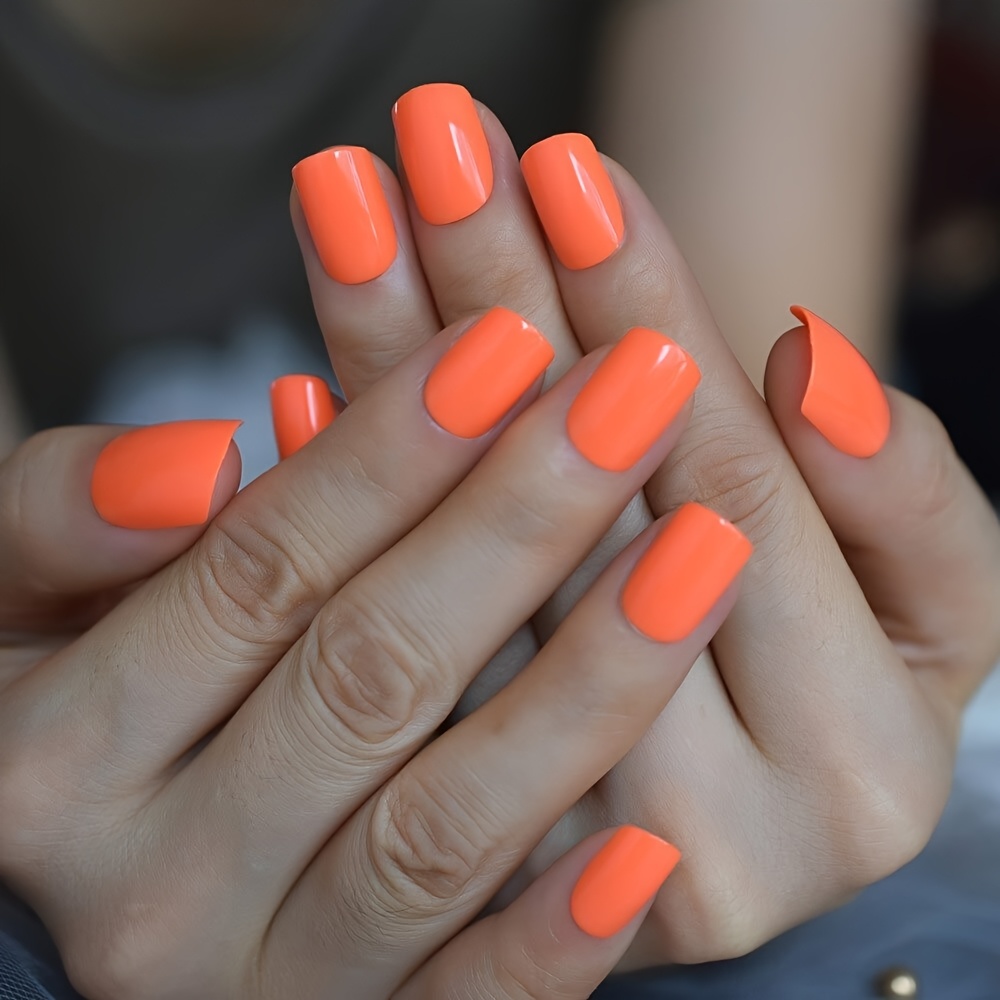 summer neon orange nails sold on Temu United States