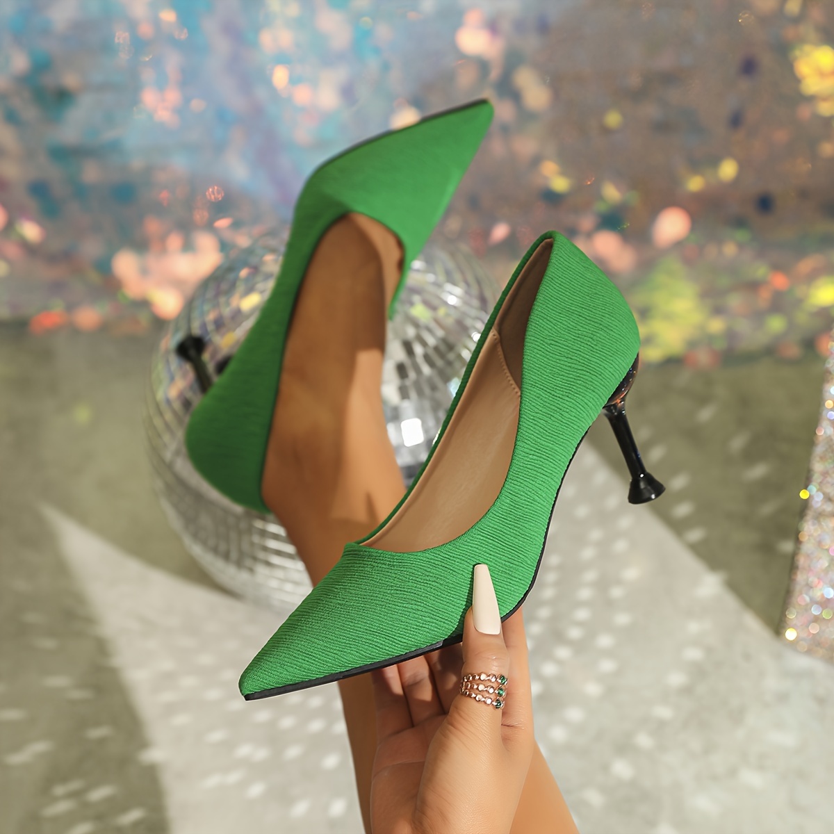 Women's Solid Color Stiletto Heels Elegant Point Toe Dress - Temu ...