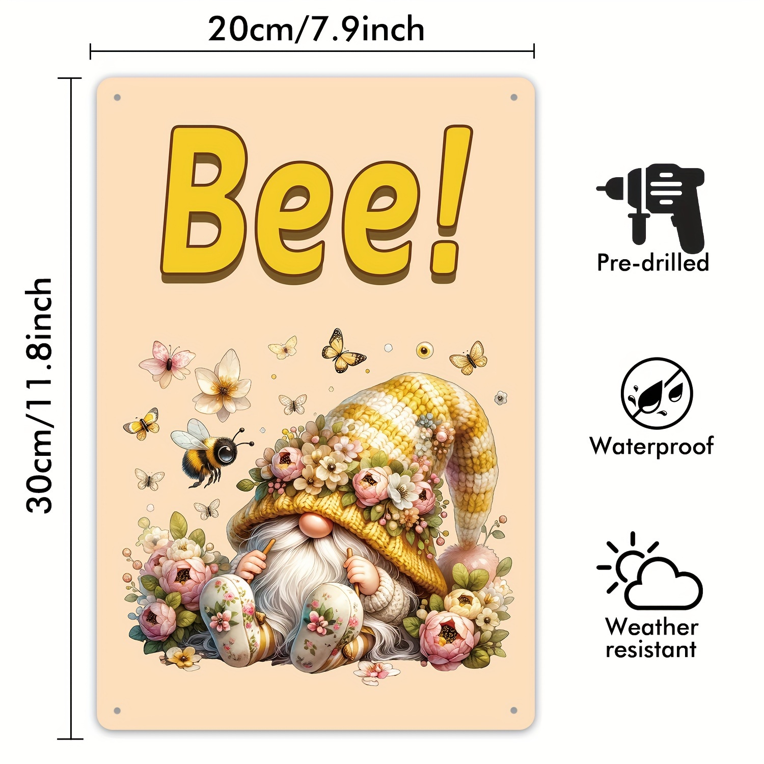 סימן מתכתי אחד סימן מתכתי לקיץ סימן מתכתי עם דבורה וגנום - Temu Israel