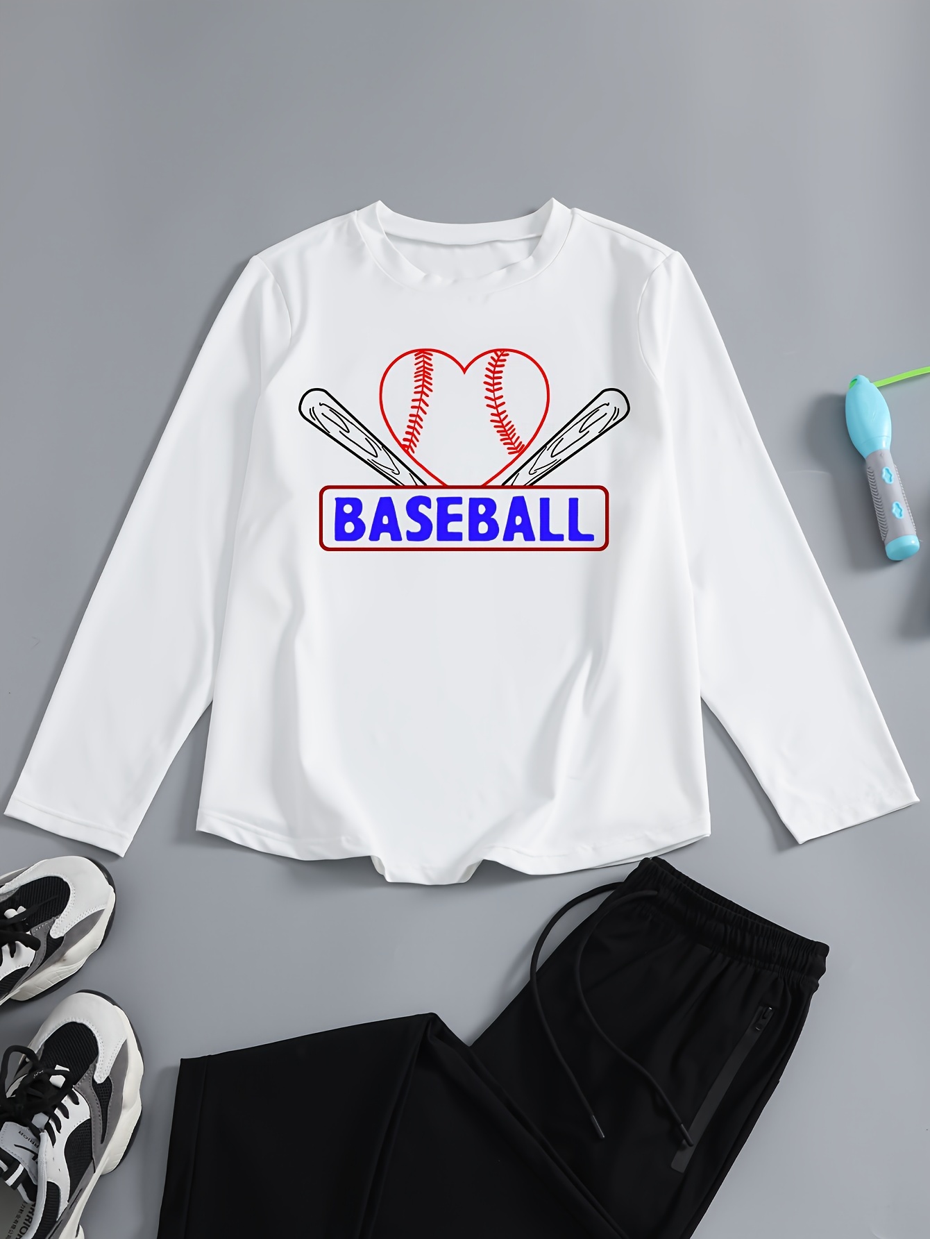 Women's Sports Top Plus Size Baseball Print Stretchy Round - Temu Australia