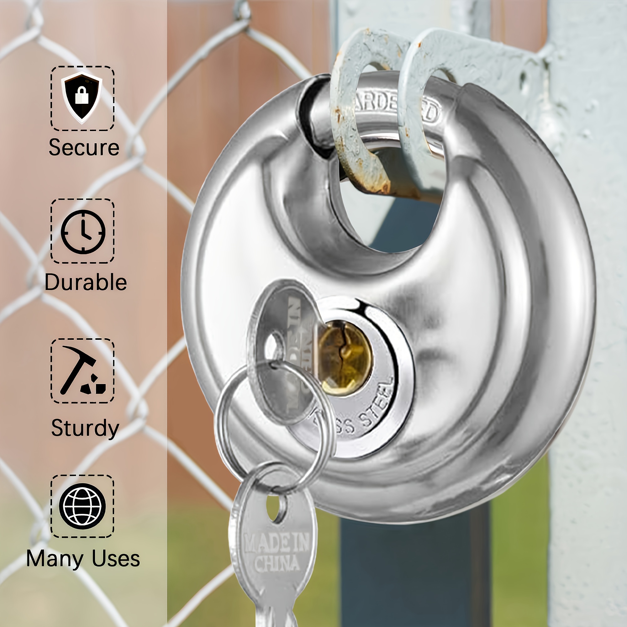 Padlocks Stainless Steel Disc Padlock Key - Temu
