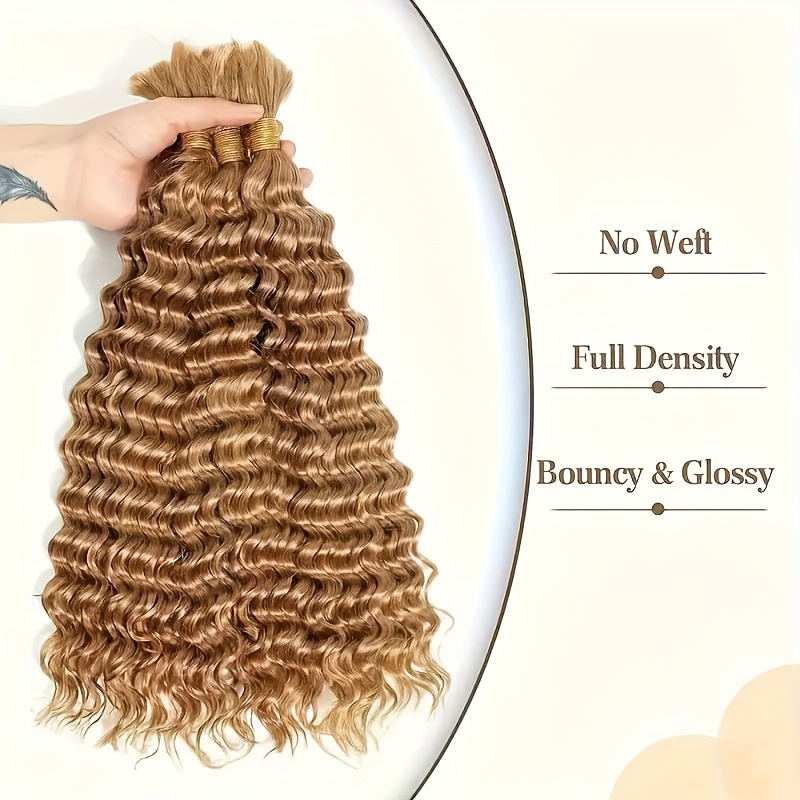 27 Human Braiding Hair Boho Braids Brown Deep Wave Bulk - Temu