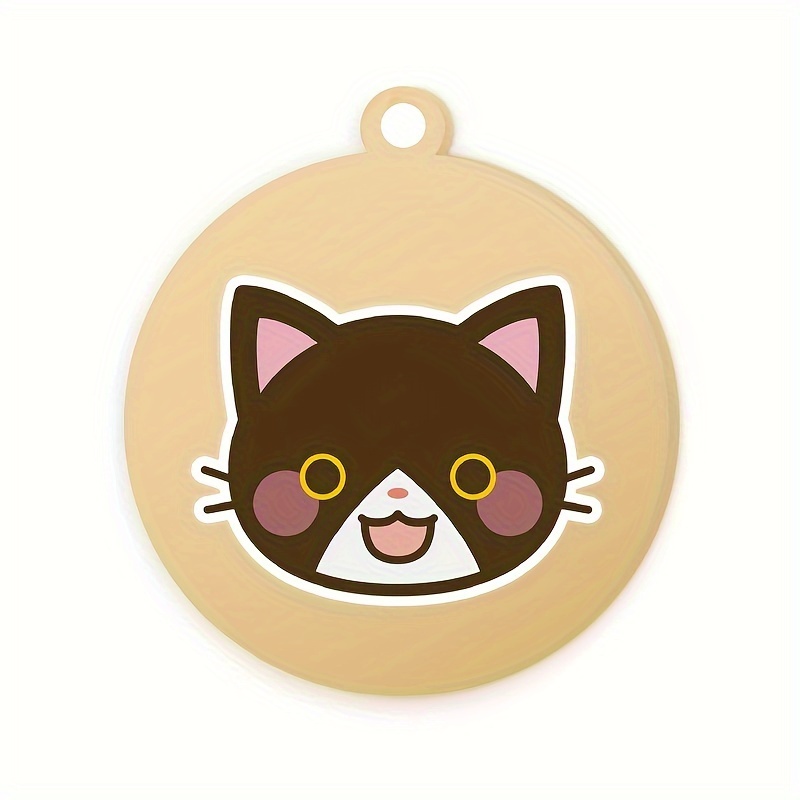 Personalized Round Pet Tag Cartoon Cat Pattern Anti lost Cat - Temu ...