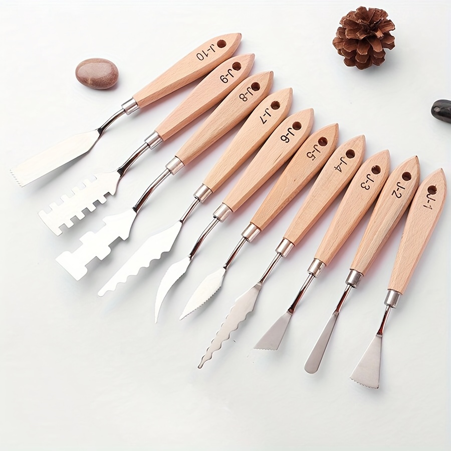 Stainless Steel Palette Knife Set Wooden Handles Metal Art - Temu Portugal