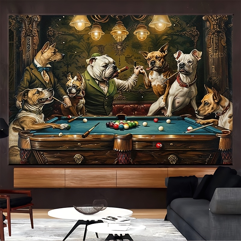 Dogs Playing Pool