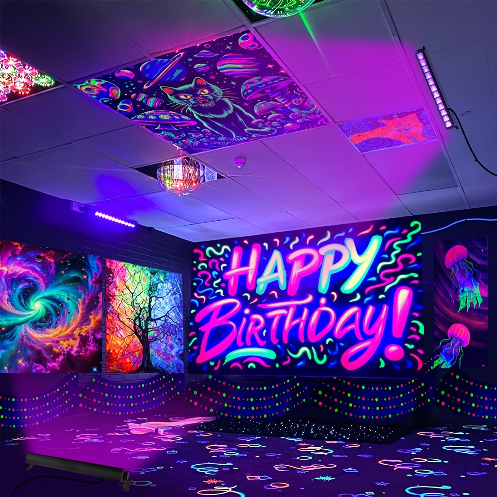 MEEKBOS 24 Pack 150W LED Blacklight, UV Black Lights For Glow Party ...