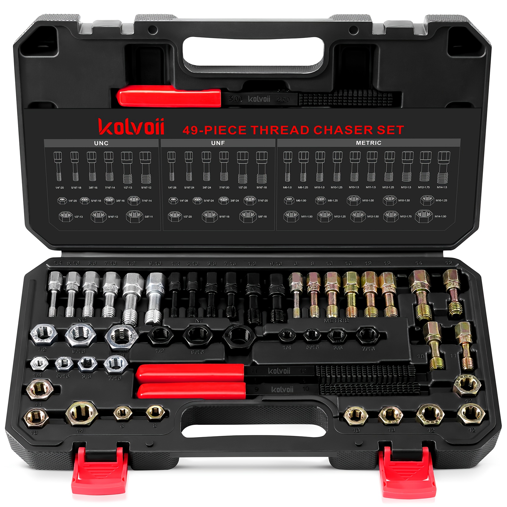 UNC UNF Metric Thread Restorer 42-Piece Thread Repair Kit – Taps, Dies ...