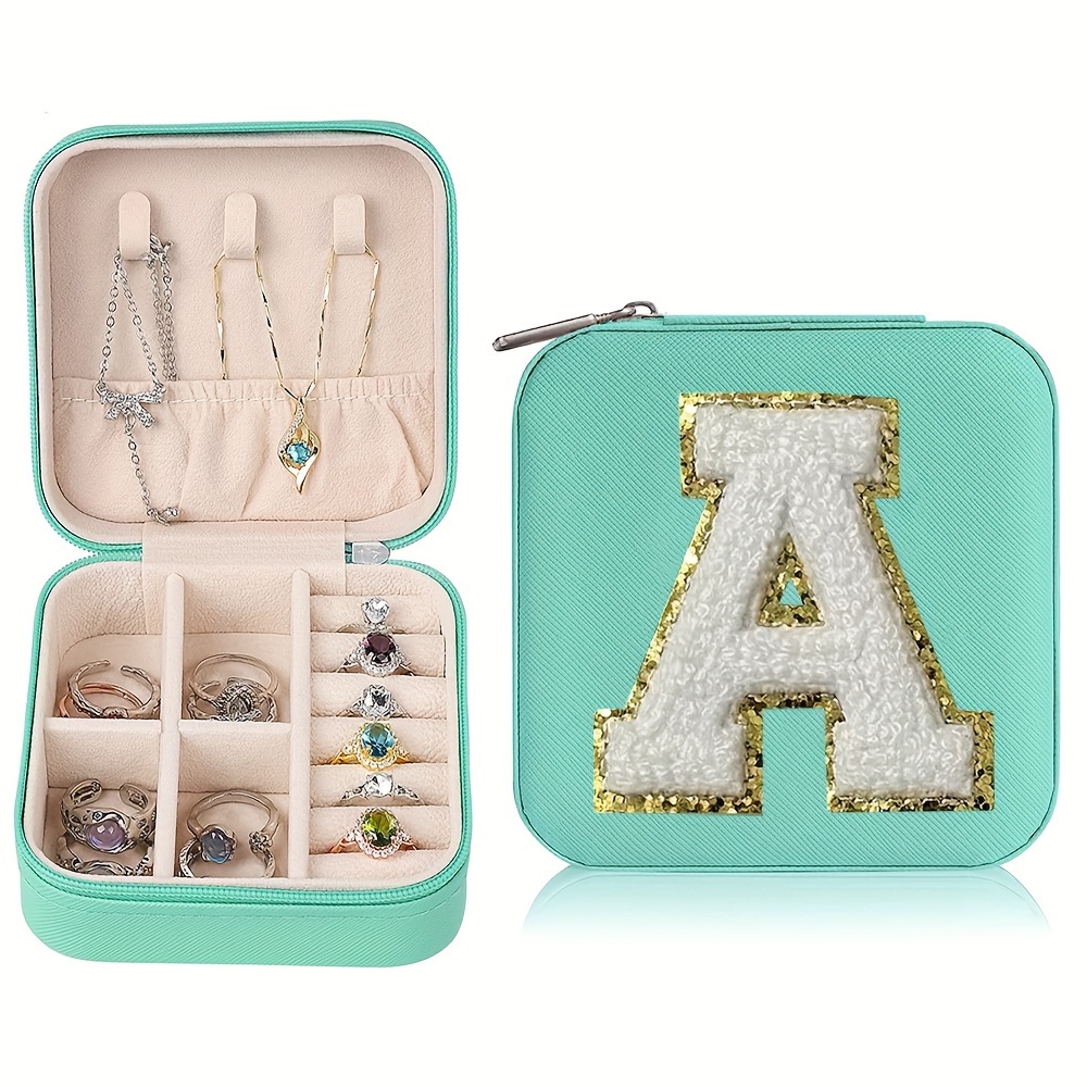 Initial Chenille Letter Jewelry Box Portable Jewelry Case - Temu United ...