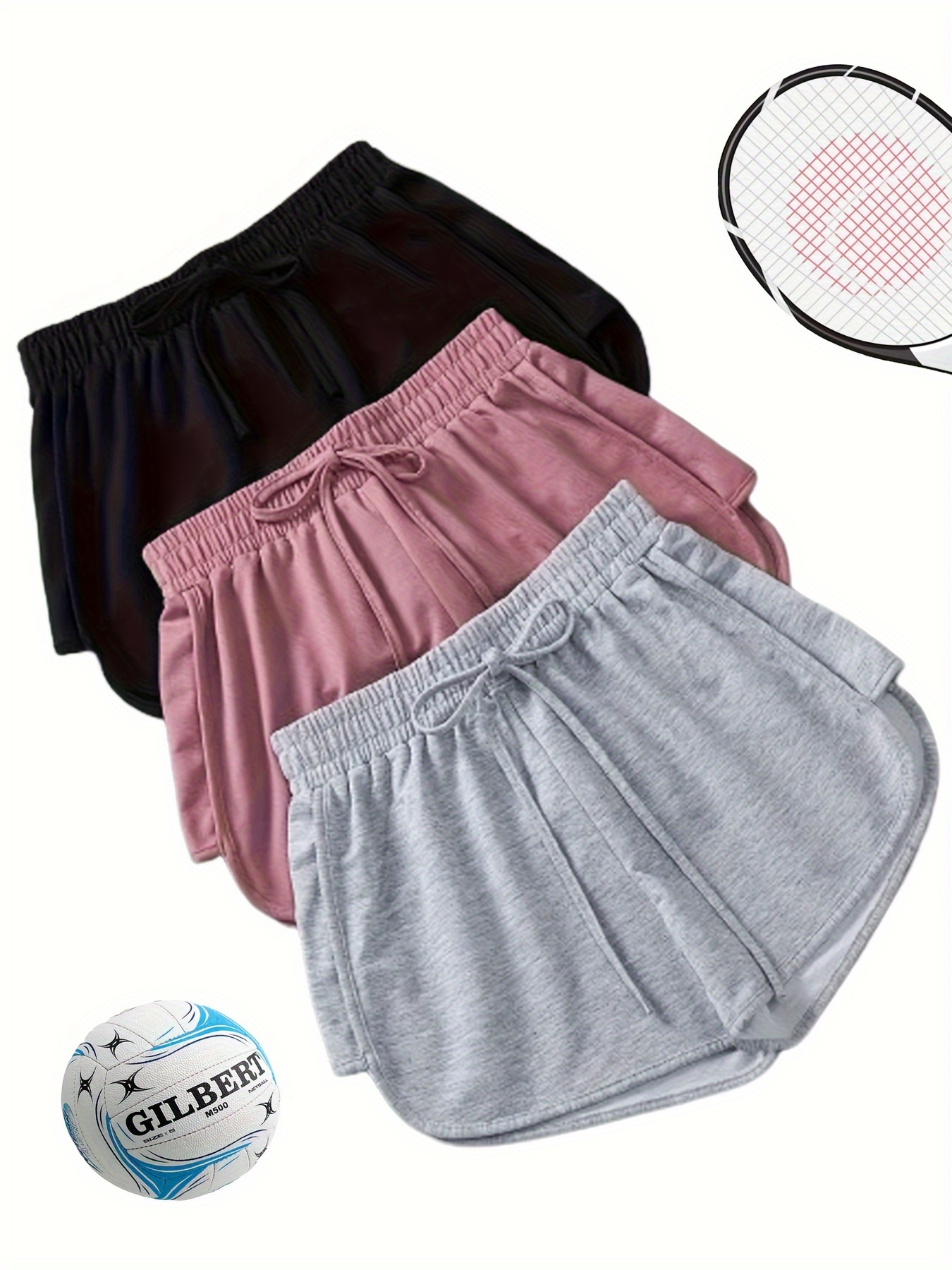 Solid Drawstring Running Shorts Elastic Waist Casual Dolphin - Temu Canada