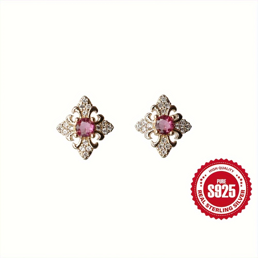 Exquisite Square Shaped Stud Earrings 925 Sterling Silver - Temu United ...