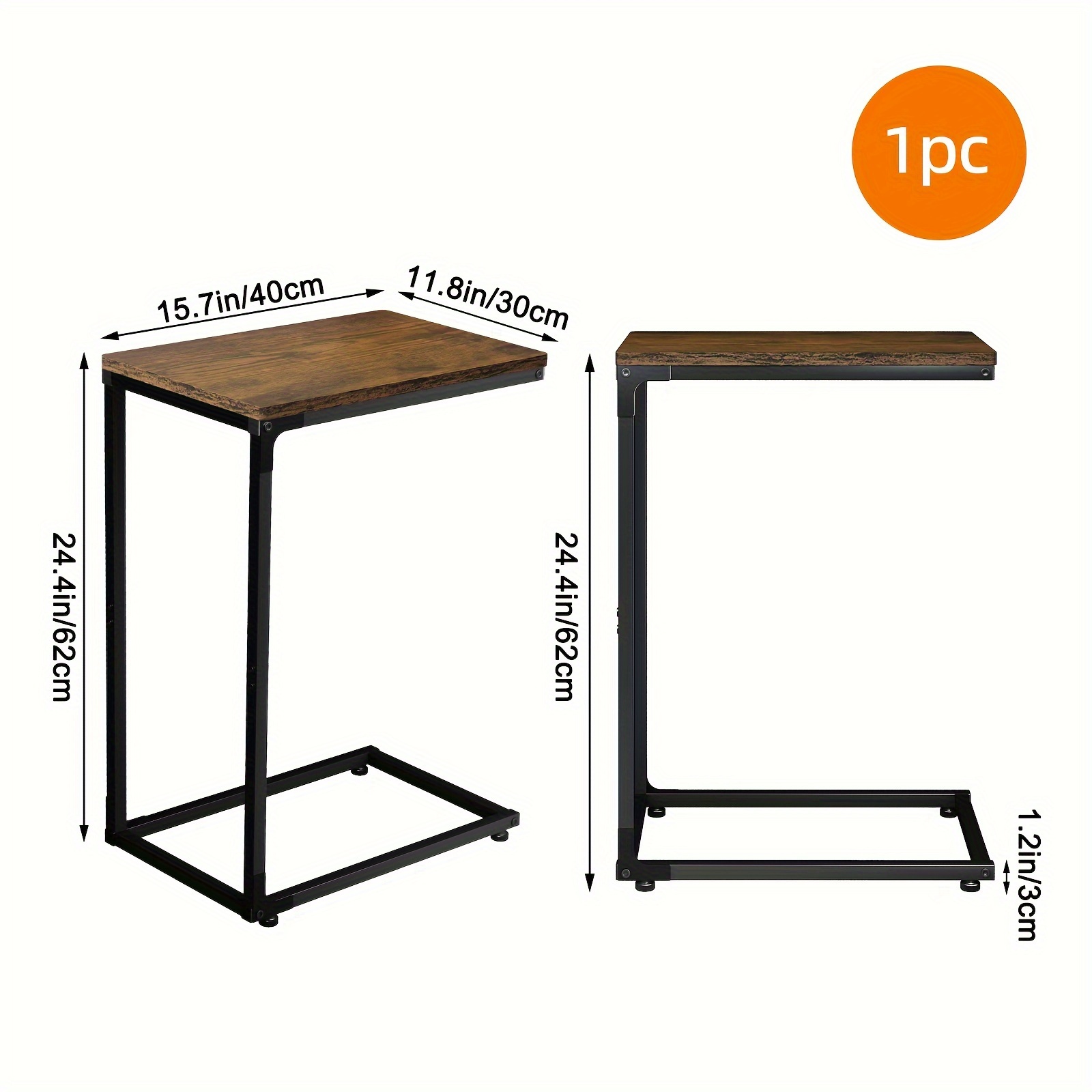 C Shaped Side Table End Table Sofa Vintage Accent Couch - Temu