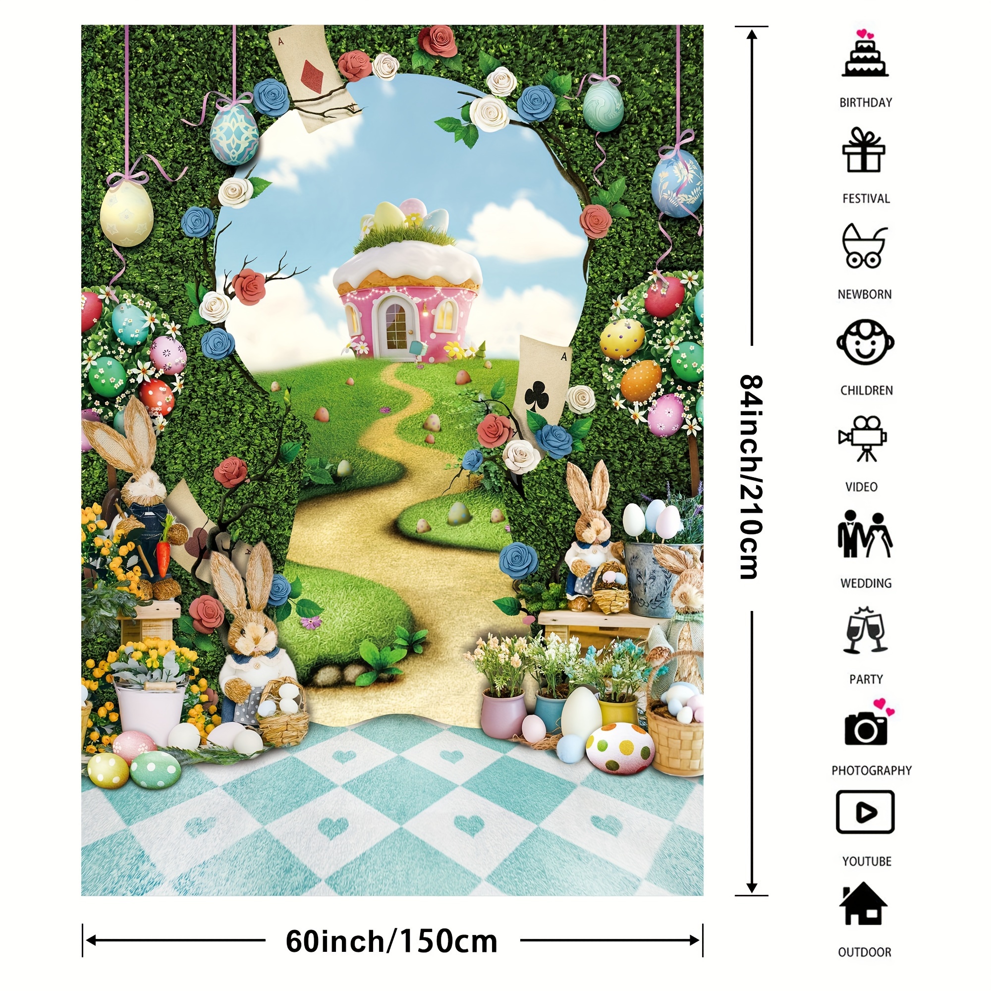 Easter Green Wonderland Fence Background *7h Feet - Temu United