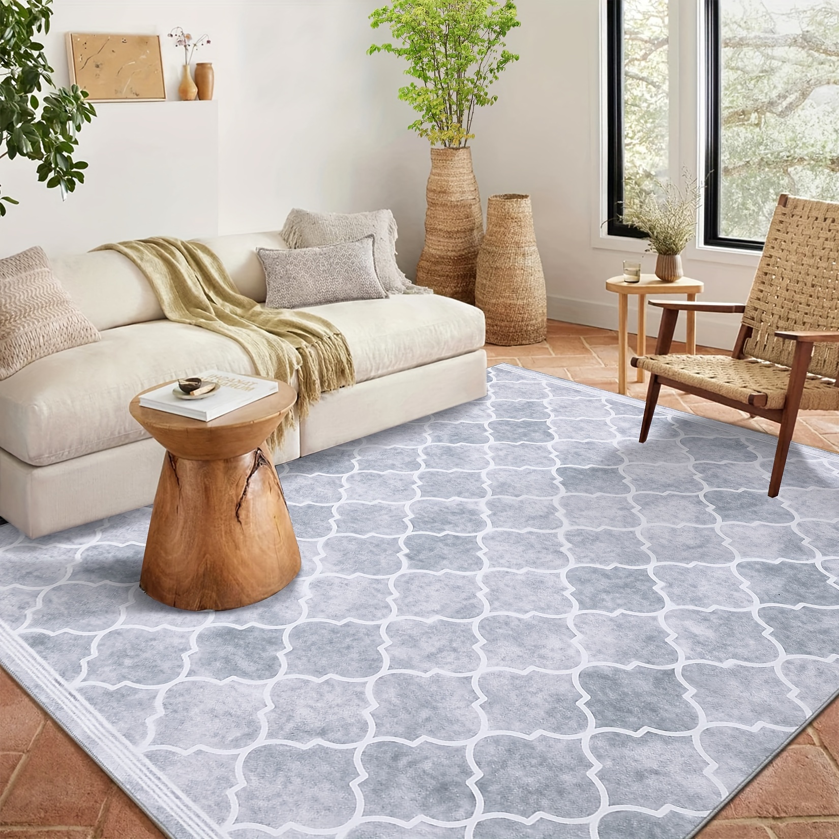 Moroccan Living Room Area Rug Washable Soft Bedroom Carpet - Temu