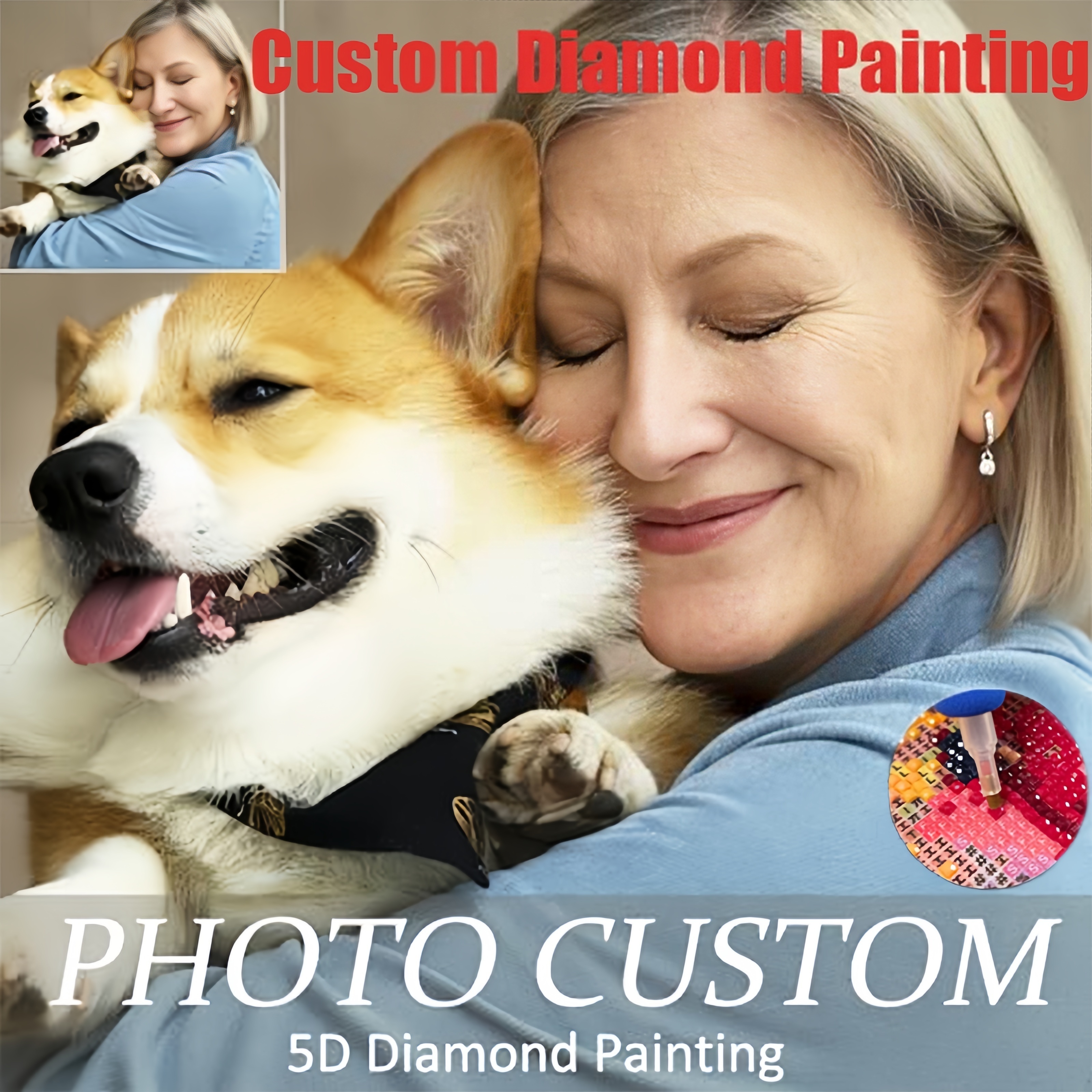 Custom Faux Diamond Painting Kits Full Drill Pet Memorial - Temu United Kingdom
