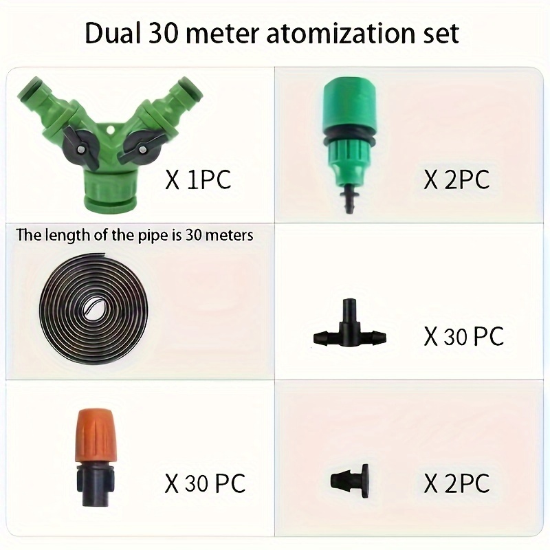 1 Pack, Dual-channel Drip Irrigation Kit, Garden Nozzle Durable ...