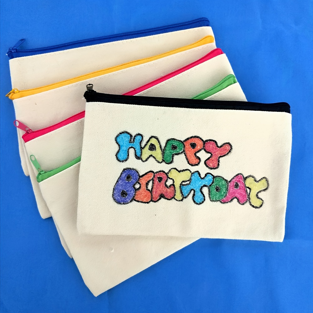 Canvas Zipper Bags Multifunctional Blank Diy Craft Pouches - Temu Ireland