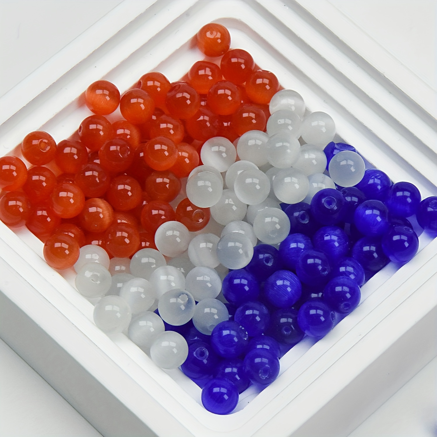 4th July Craft Beads Set Patriotic Cat's Eye - Temu