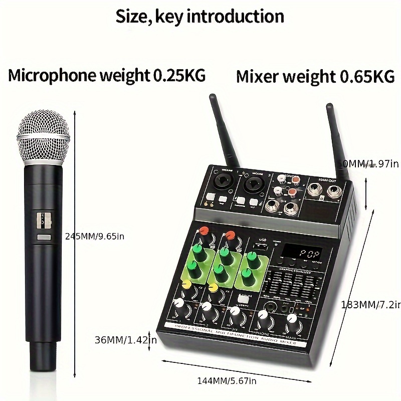 Professional Audio Mixer Wireless Dual Microphone - Temu