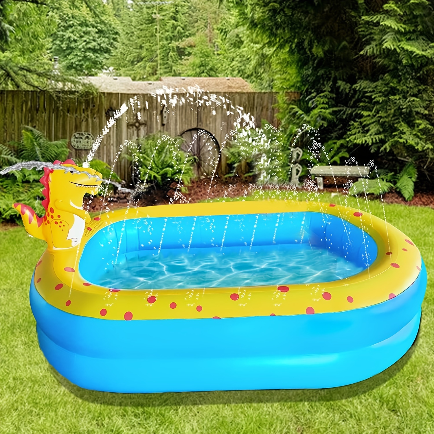 Large Inflatable Sprinkler Swimming Pool Heightened - Temu