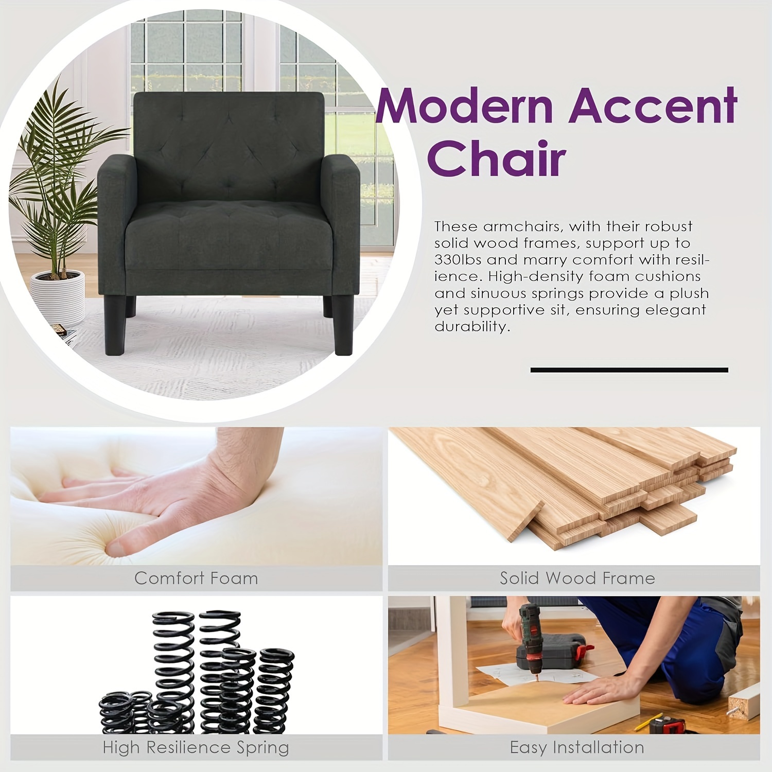 Accent Chair Fabric Living Room Arm Chairs Bedroom - Temu