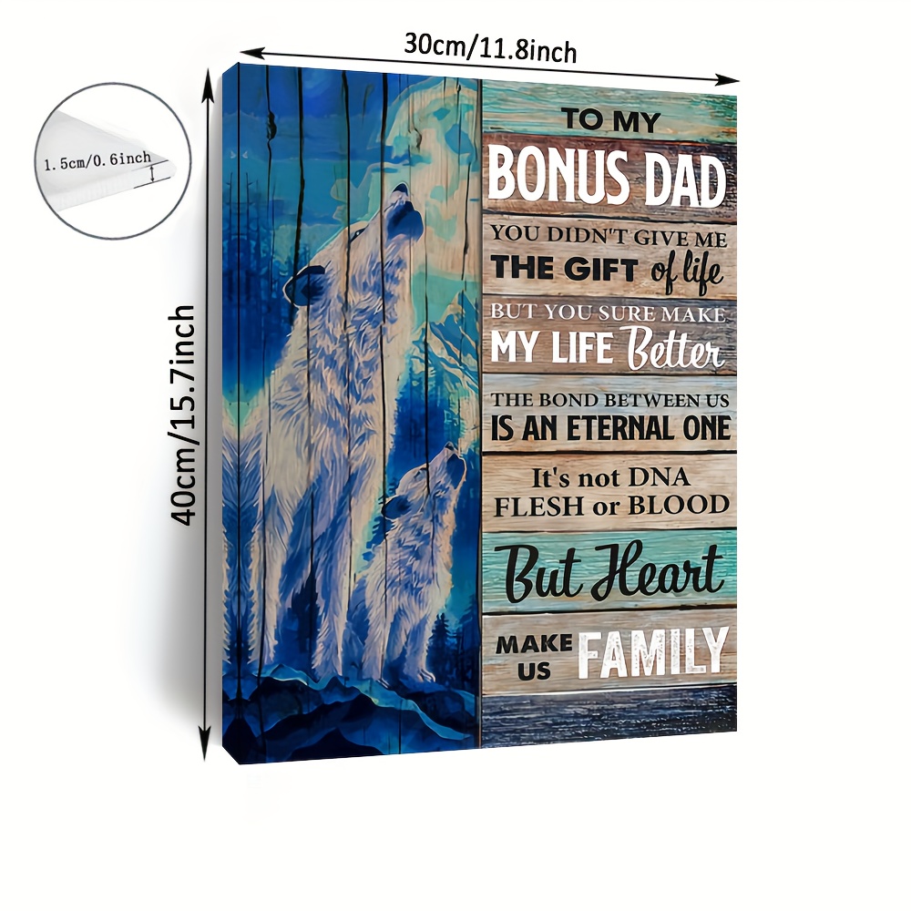 Wooden Framed Canvas Painting Wolf Dad Poster Bonus Dad - Temu Australia