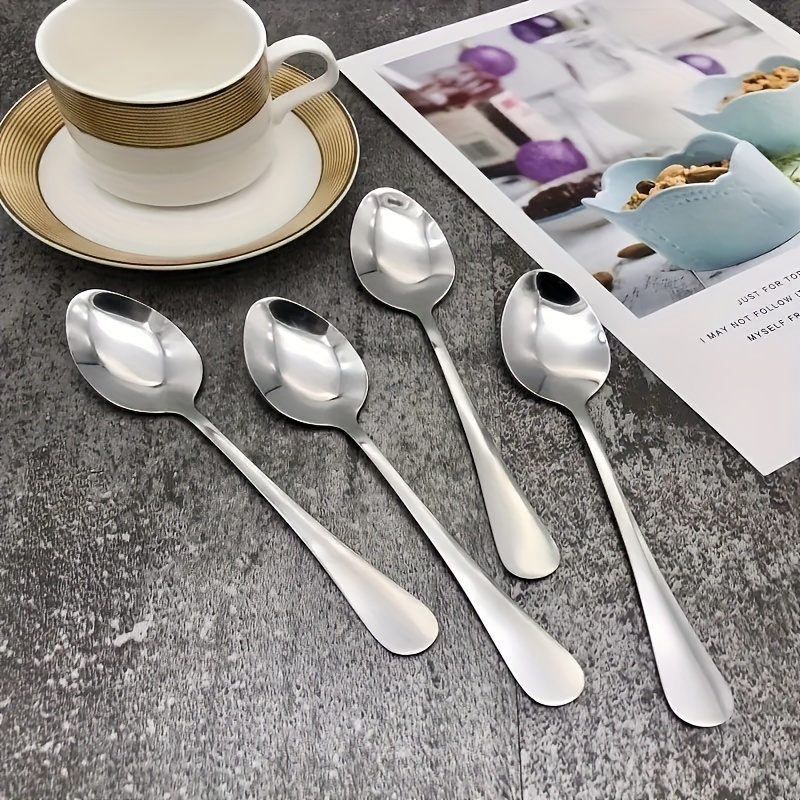 stainless steel spoons set coffee spoon dessert - Temu