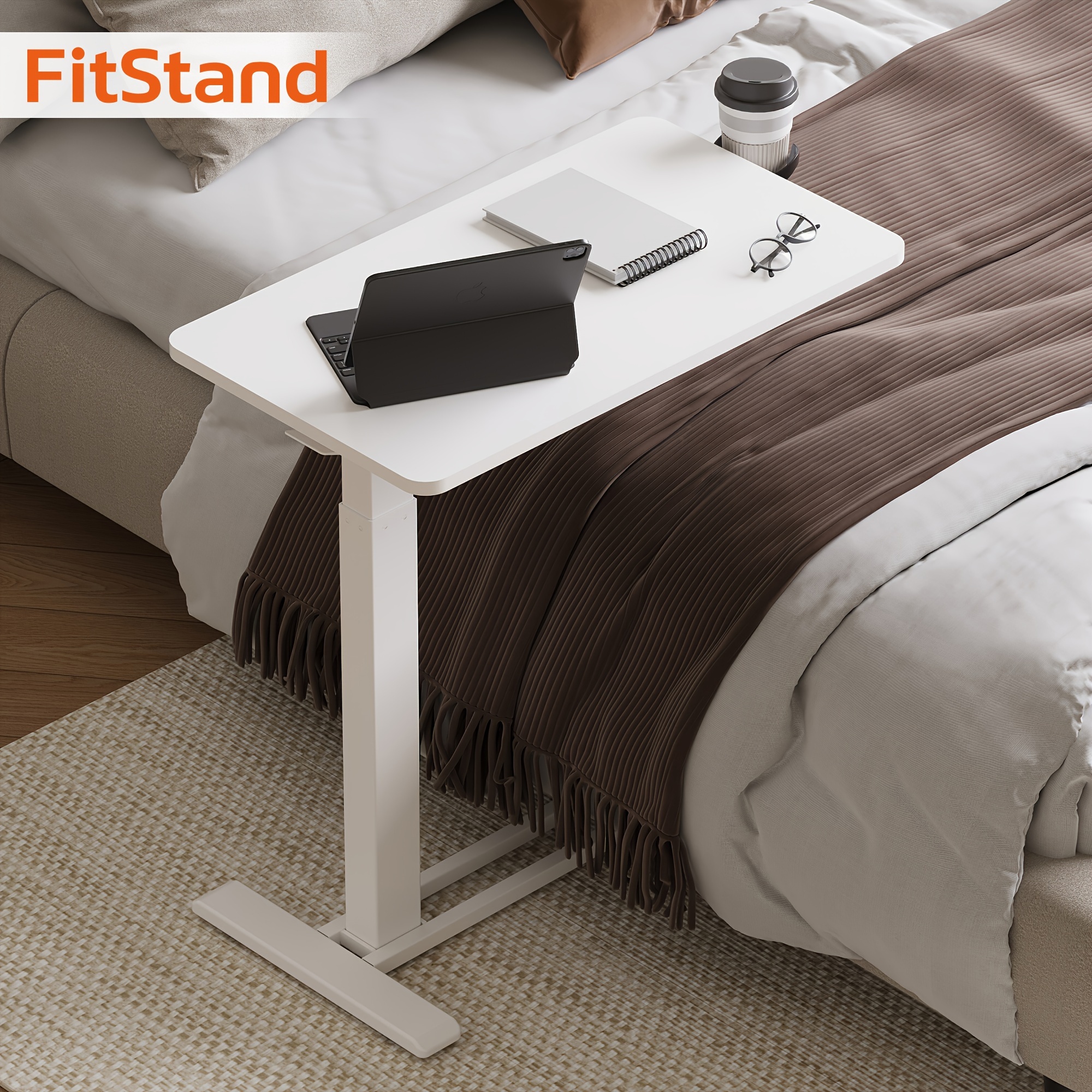 White Office Portable Mobile Laptop Side Table Overbed - Temu