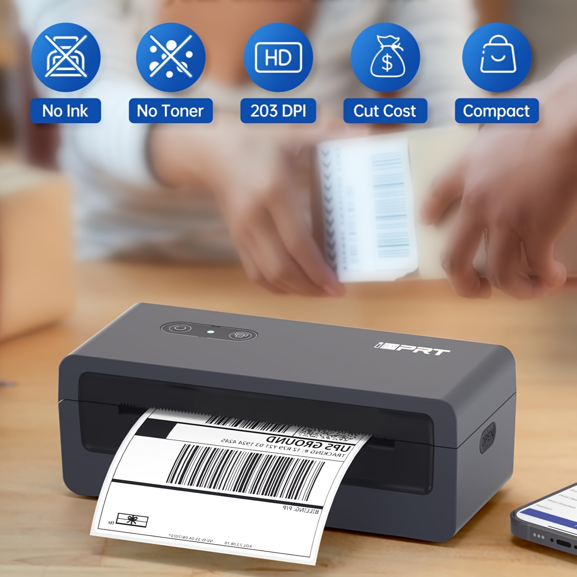 wireless thermal label printer 50 sheets free easy printing for ...