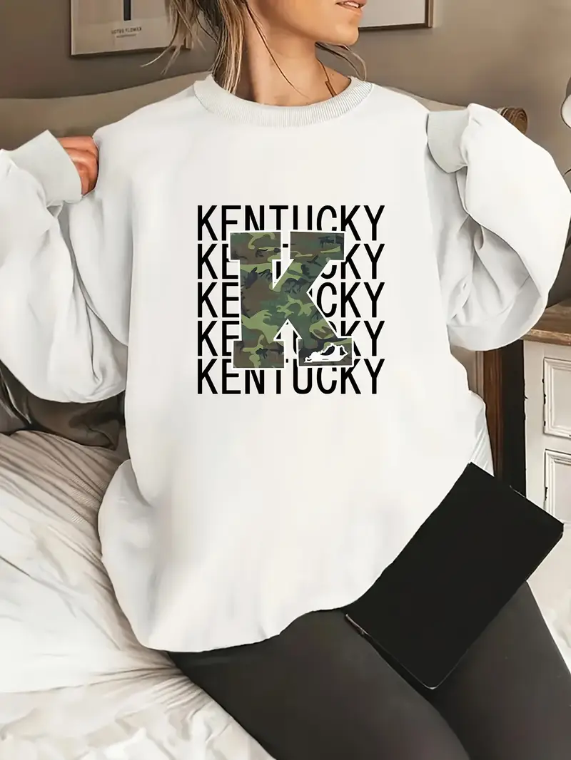 Letter Print Pullover Sweatshirts Long Sleeve Crew Neck Temu Ireland