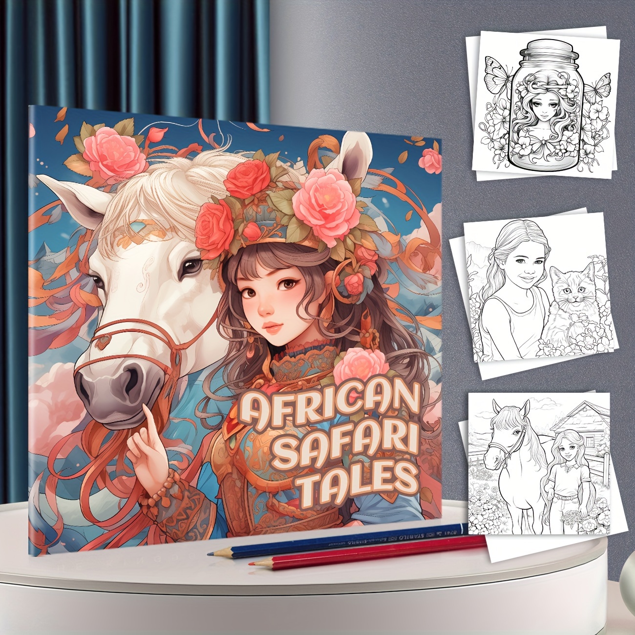 Xiadou Deluxe White Horse Girl Coloring Book 25 Thick Pages - Temu